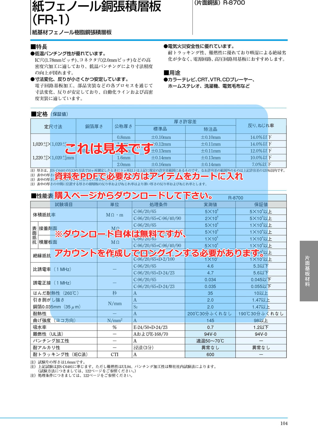 TDS (Technical Data): Copper Clad Laminated Substrate (Cut Substrate ...